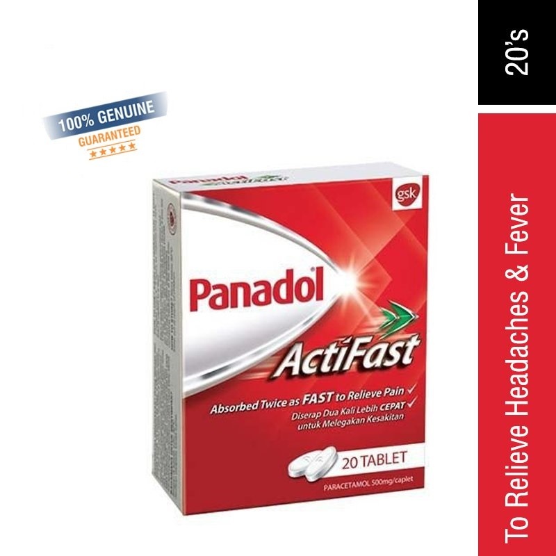 PANADOL ACTIFAST PARACETAMOL CAPLETS 500MG OUTER BOX EFFECTIVE TABTELS ...