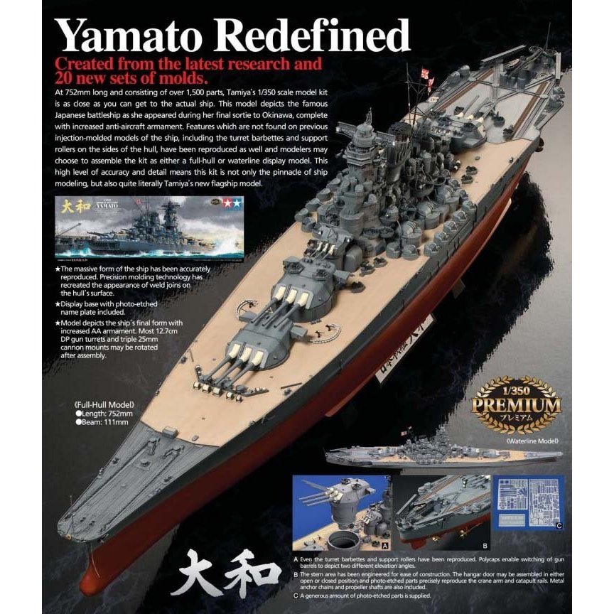 78025 Tamiya - 1/350 Premium Japanese Battleship Yamato [78025 ...
