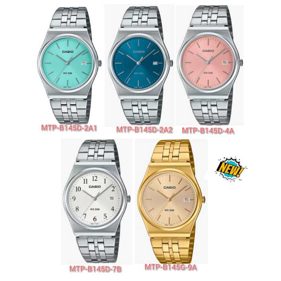 Casio General Mtp B145d Mtp B145g Silver Stainless Steel Band Men Watch Shopee Malaysia