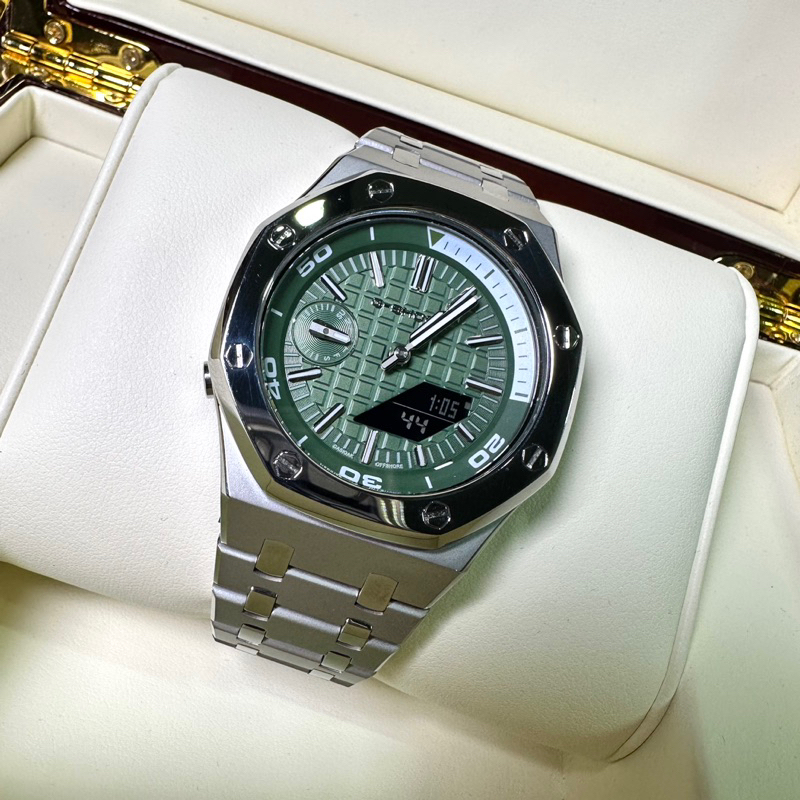 Casio G-Shock MOD - Army Green Waffle Dial CasioOak Custom Stainless ...