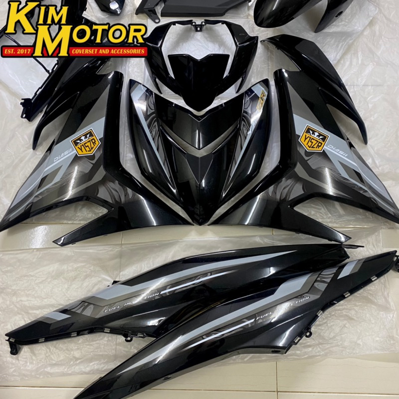 COVERSET Y15 V1 V2 ORIGINAL VELOZI METALLIC BLACK Y15ZR HITAM LUMUT ...