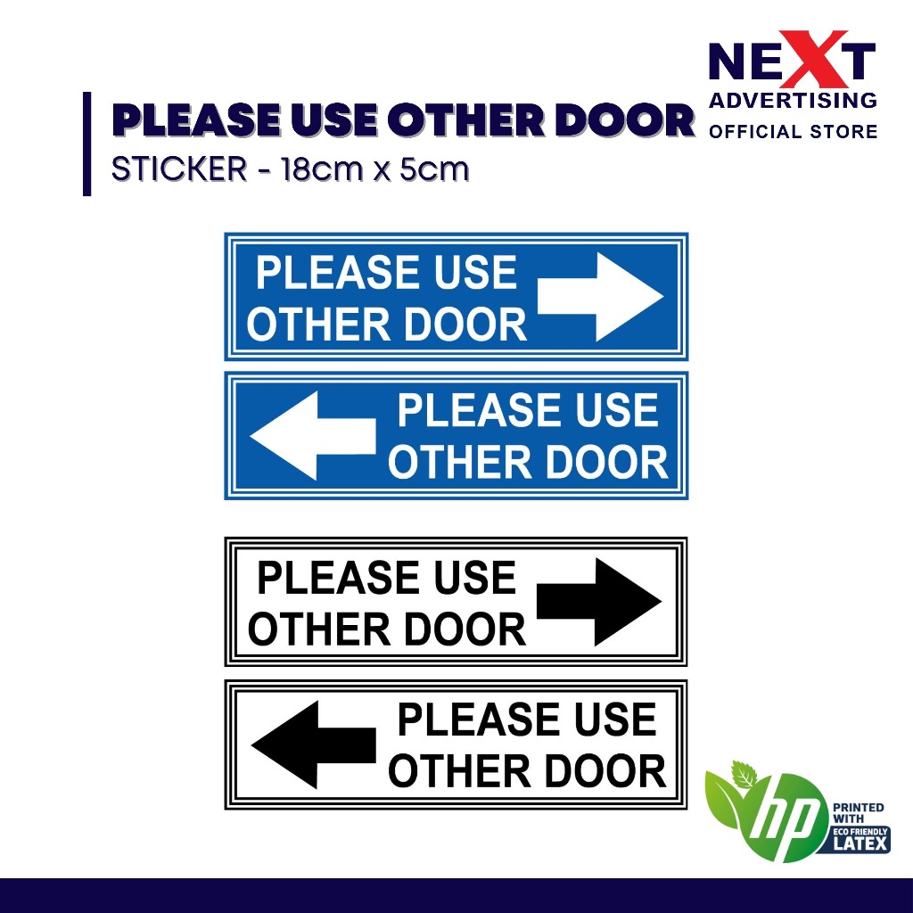 Please Use Other Door Sign | Sticker Only | Shopee Malaysia