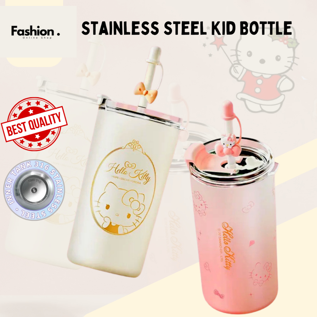 【FASHION OS】 480ML Stainless Steel Kid Bottle Cartoon Water Bottle With ...