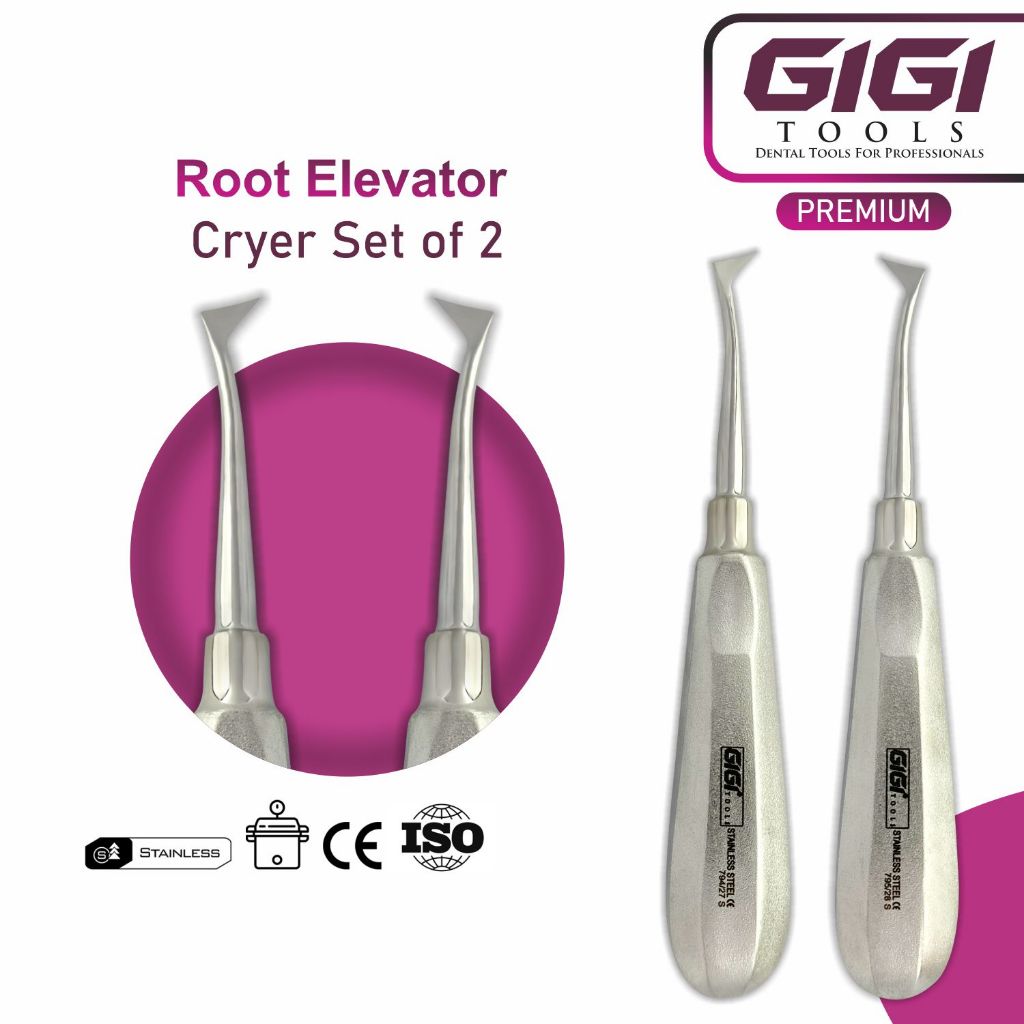 GIGI TOOLS Dental Cryer S Elevator Left & Right Dental Root Elevators Small Stainless Steel (CE ...