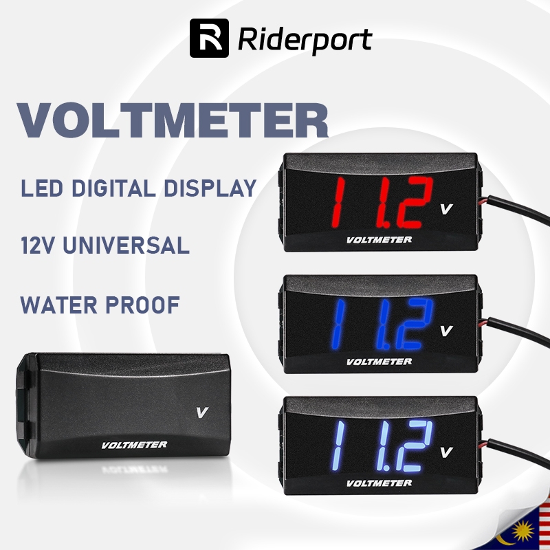 12V LED Digital Display Voltmeter Car Motorcycle Voltage Meter Volt ...