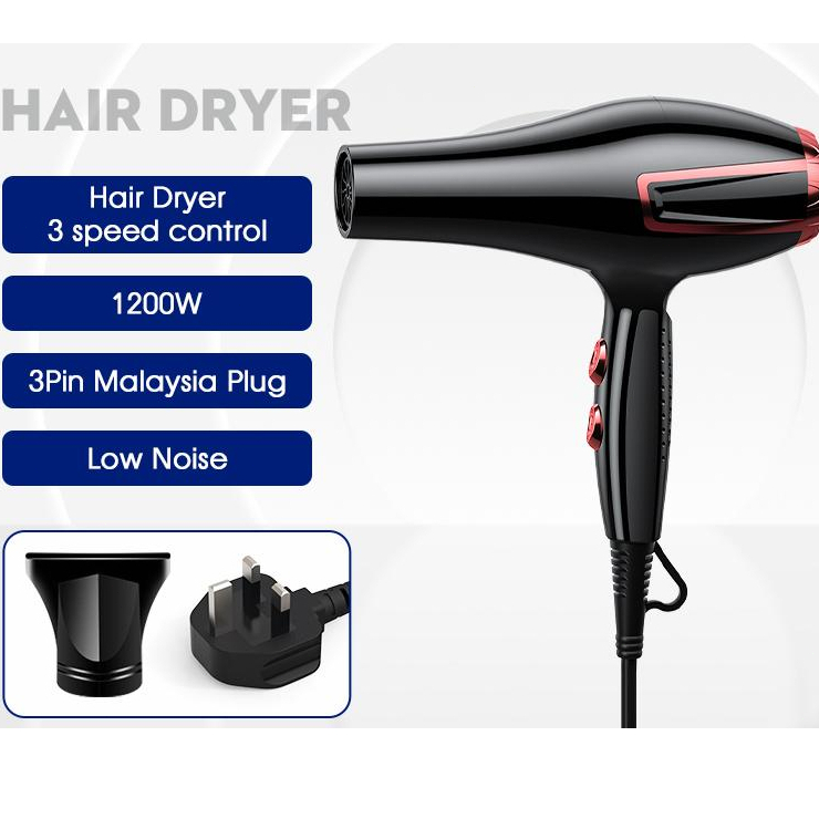 [Ready Stock] Professional Hair Dryer Pengering Rambut 1200W 3 Pin Plug ...