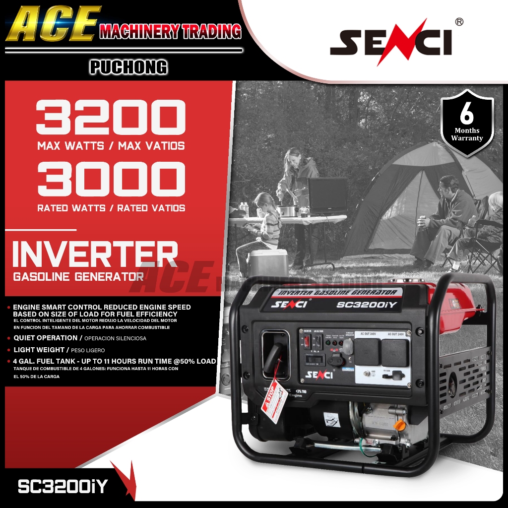 [ SENCI ] SC3200iY GASOLINE INVERTER GENERATOR | 223cc | Recoil Start ...