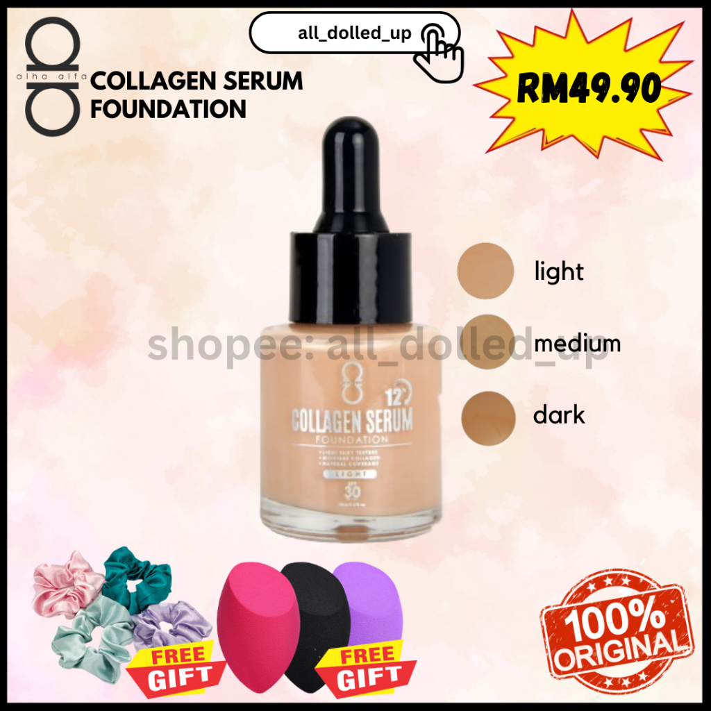 ALHA ALFA Collagen Serum Foundation 20ml with SPF30 (Natural Coverage ...