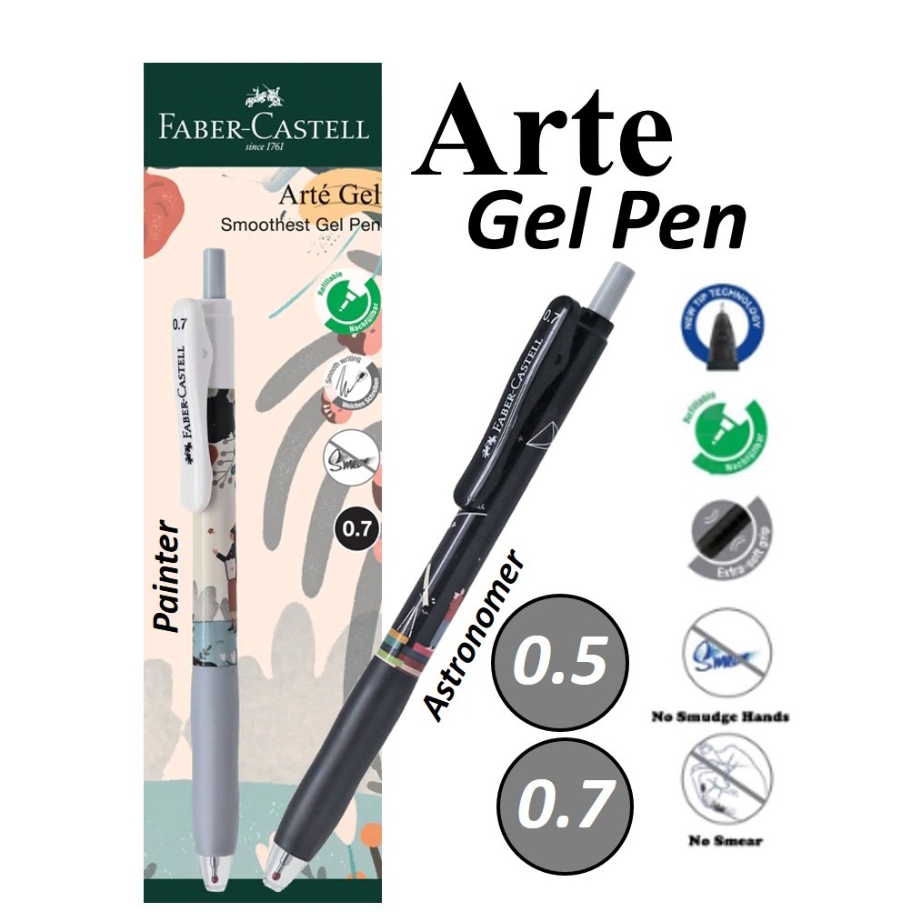 Faber Castell Gel Pen Arté Gel Paint / Astro 0.5mm 0.7mm Ultra Smooth Gel Pen Refillable like G2 ...