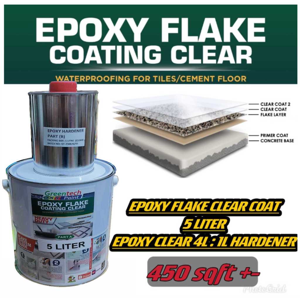 CLEAR COAT 5 LITER / WP FLAKE CLEAR FINISHING /EPOXY TOP COAT CLEAR FOR ...
