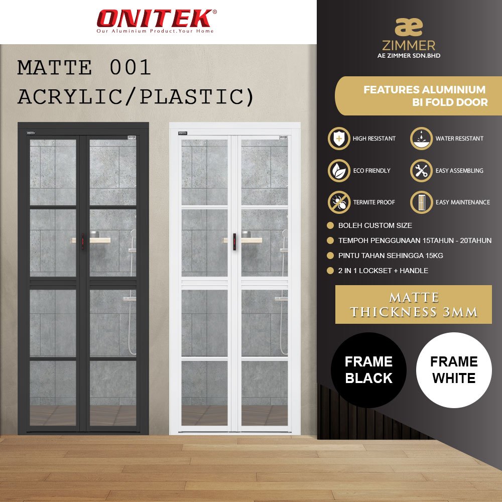 AE Zimmer Onitek CUSTOM MADE CLEAR PANEL BiFold Door Toilet / Aluminium ...