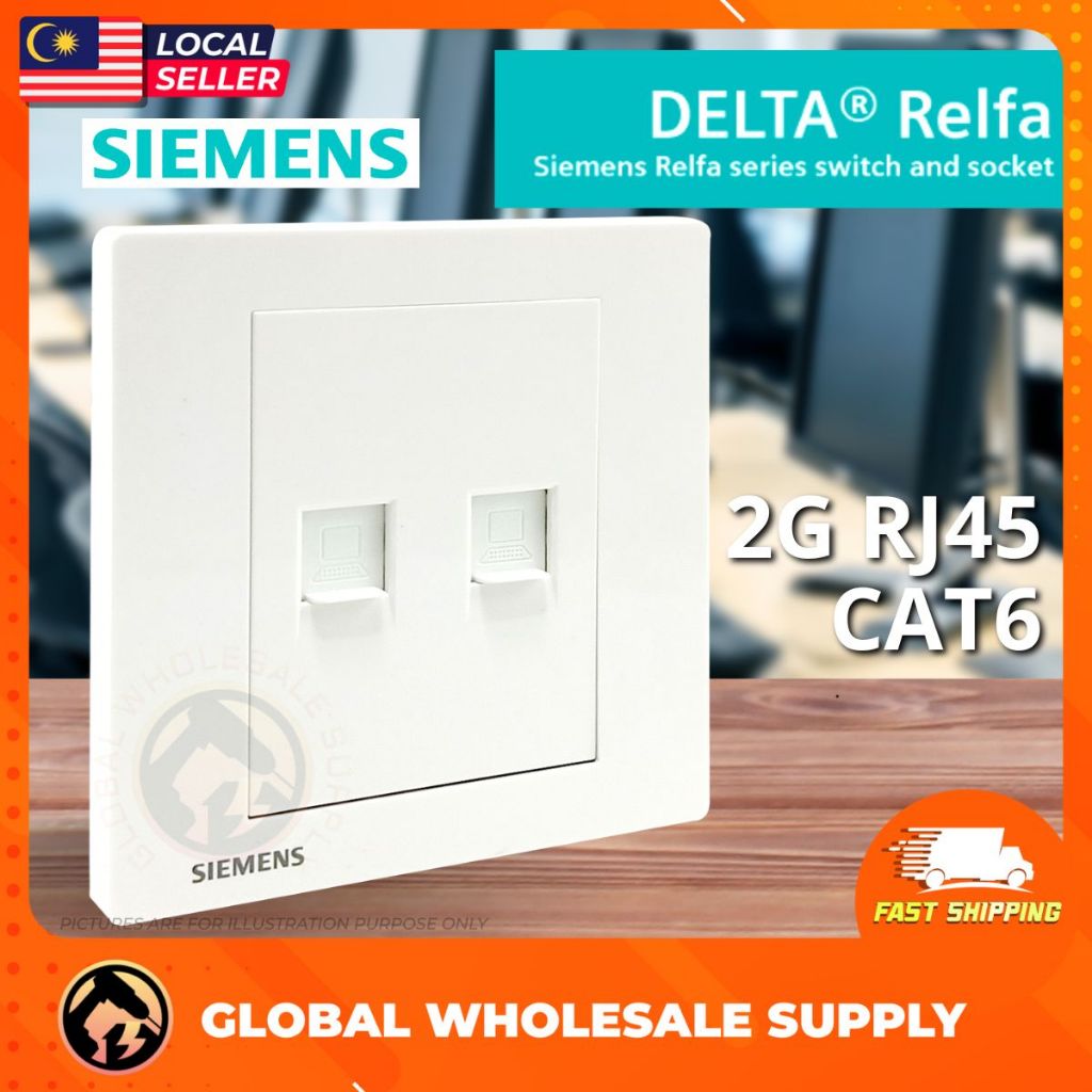 SIEMENS Delta 2 Gang RJ45 CAT6 Faceplate RJ45 Wall Socket Network ...