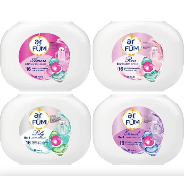🔥🔥 Ar FUM 5 In 1 Laundry Capsules Pods Amore /Rose /Eternal 36pcs ...