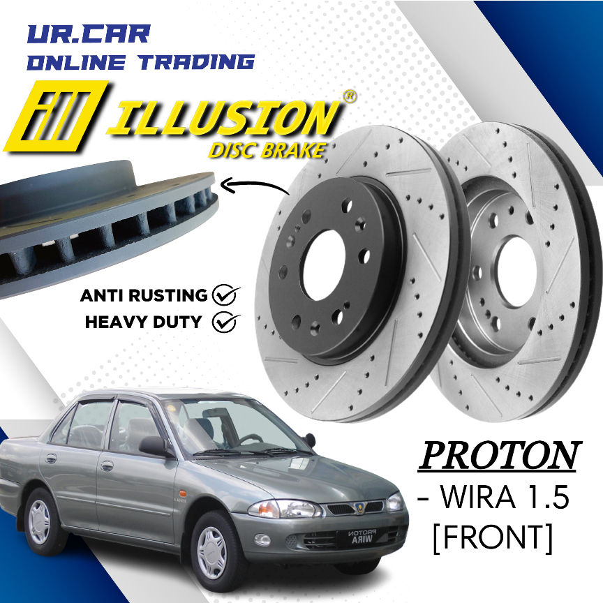 ILLUSION PROTON WIRA 1.5 SPORT DISC BRAKE ROTOR & BREMBO BRAKE PAD ...