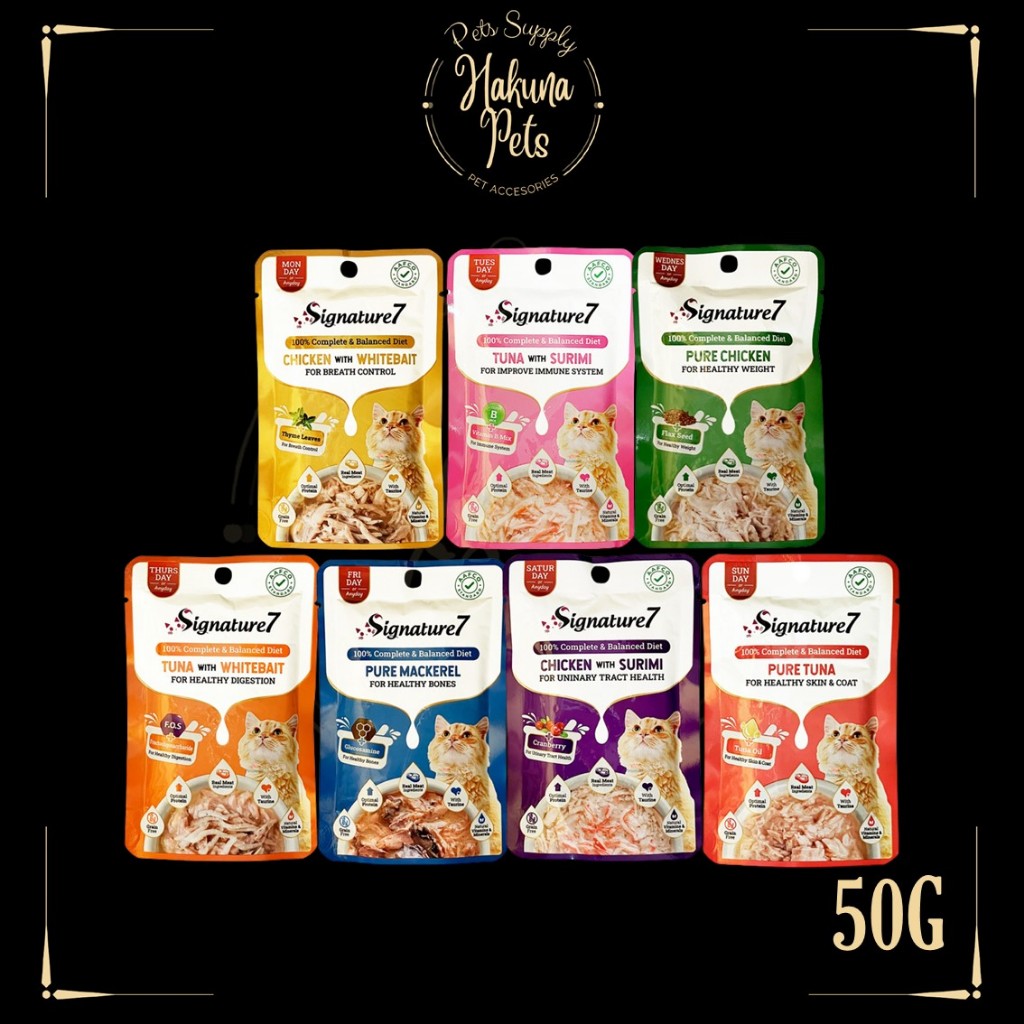 Signature7 Cat Wet Food/Pouch For Cats 50g 猫湿粮 Monday To Sunday 100% ...