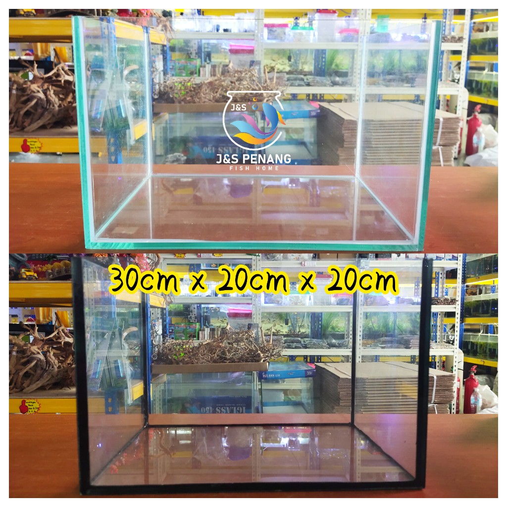 【Ready stock】Small Glass Tank/Mini Office Aquarium (30cmx20cmx20cm) 12L ...