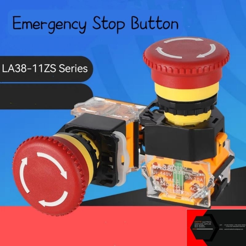 Emergency Self-locking Push Button. LA38-11ZS series | Shopee Malaysia
