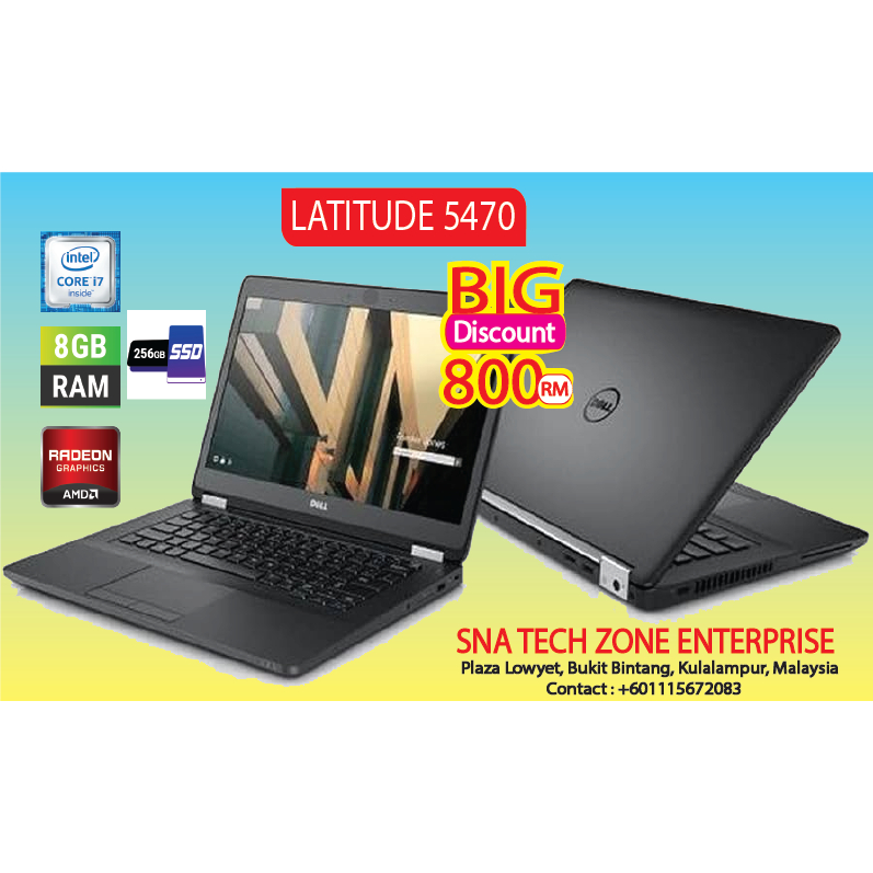 laptop,Dell Latitude 5470, Core i7-6gen, 256 SSD, Ram 8 Gb, 14 In ...