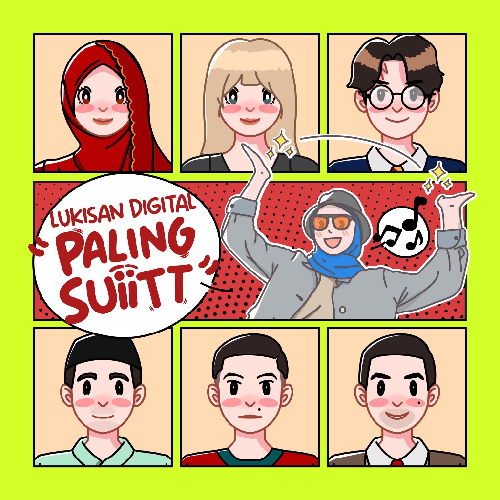 Lukisan Digital Suiitt/Cute/Face Illustration/Potrait/Lawa/Drawing ...