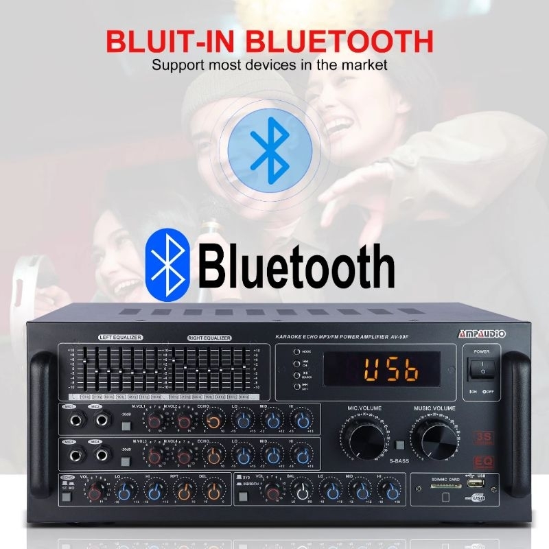 Amplifier Karaoke Audio System Ampaudio AV99F Professional Bluetooth Karaoke Amplifier Home ...