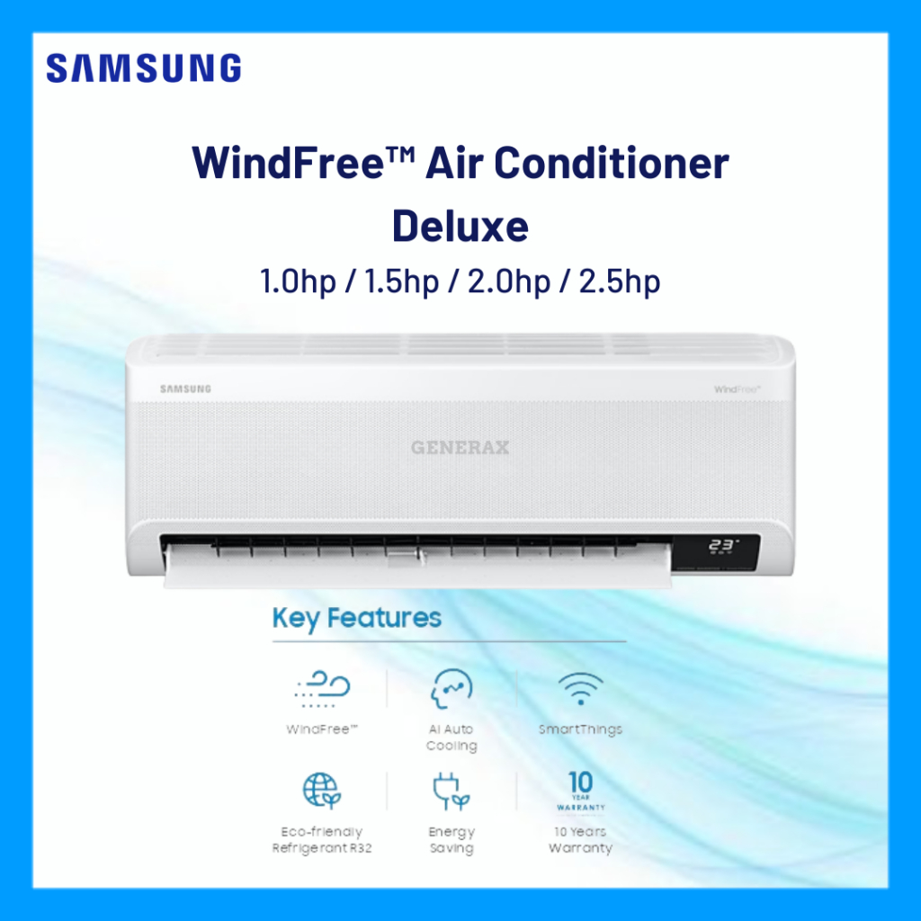 SAMSUNG WindFree™ Deluxe Inverter Air Conditioner 1.0hp/1.5hp/2.0hp/2 ...
