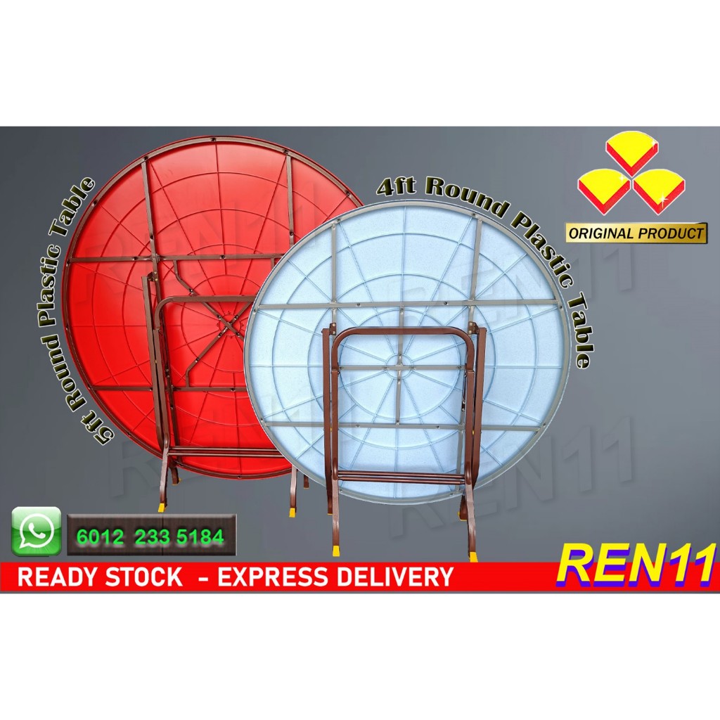 4ft / 5ft - 3V Grad A Foldable Round Plastic Table - Restaurant Table ...