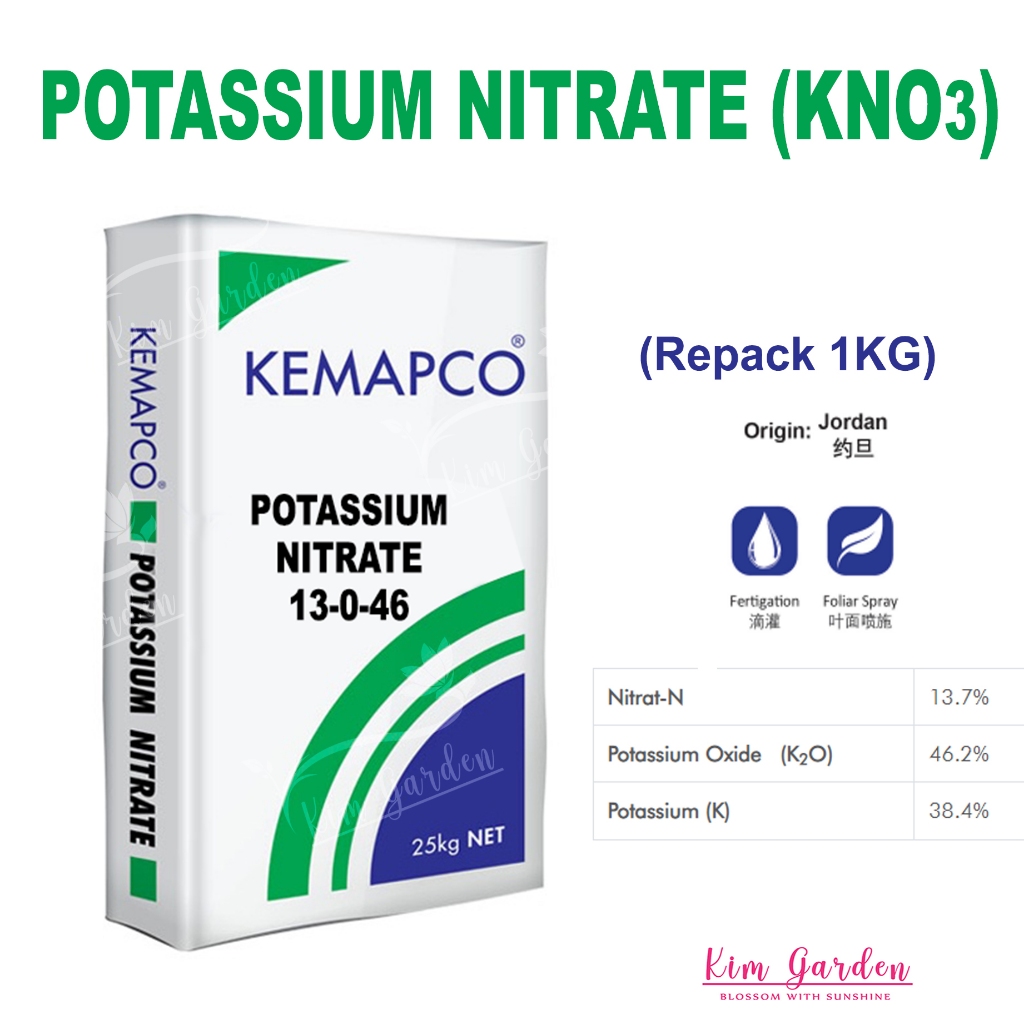 🔥Potassium Nitrate(KNo3) 13-0-46 Kemapco 1 Kg Repack Baja Pengalak ...