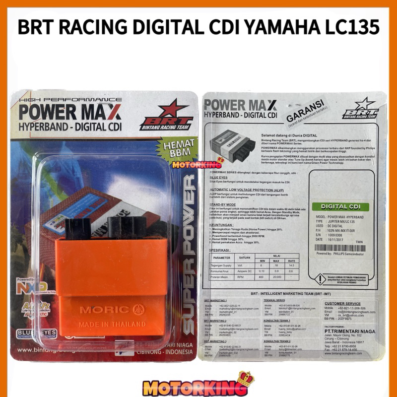 BRT RACING DIGITAL CDI YAMAHA LC135 NO CUT OFF EXTRA POWER PLUG N PLAY ...