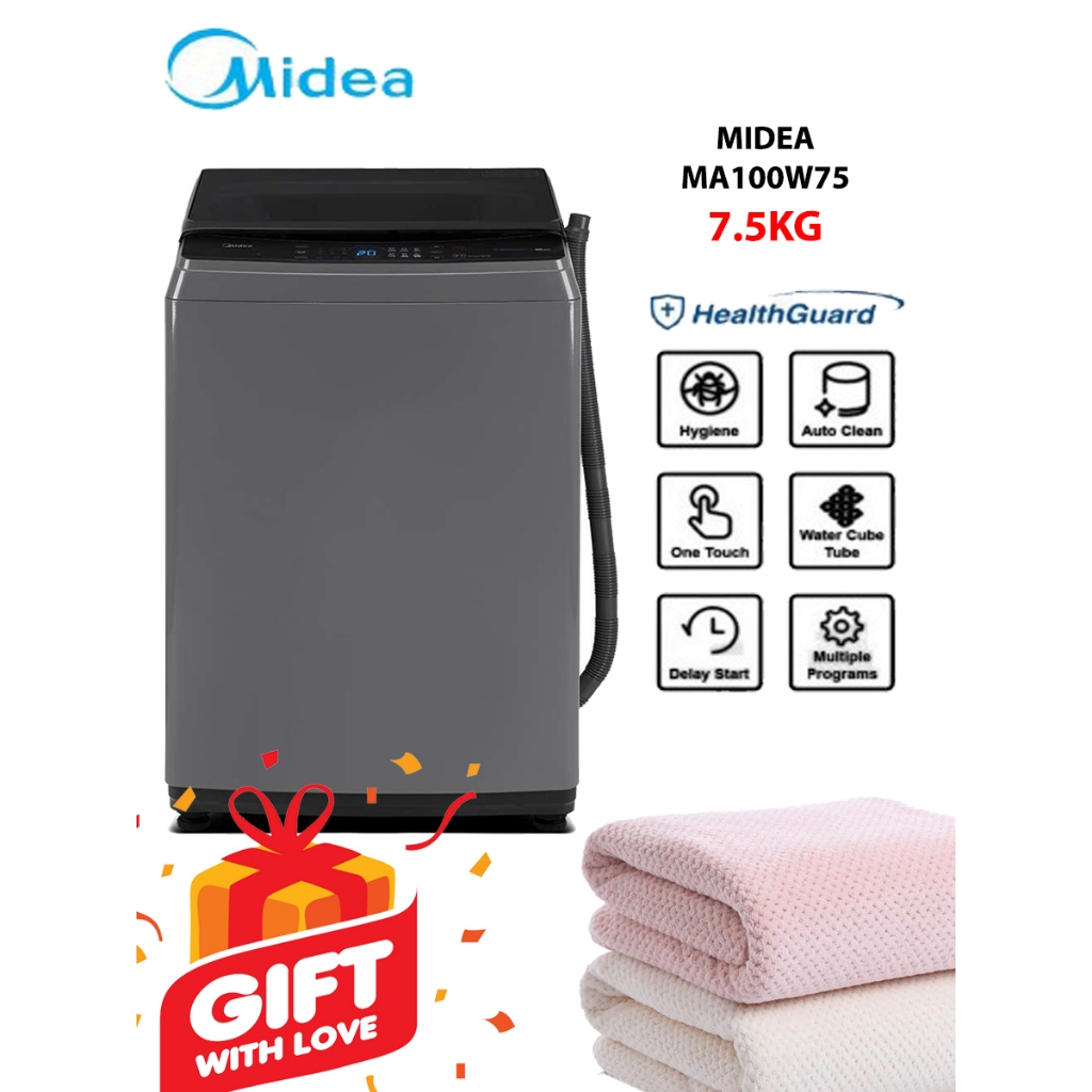 Midea 7.5KG Fully Auto Washing Machine MA100W75 (Latest Model) | Shopee ...