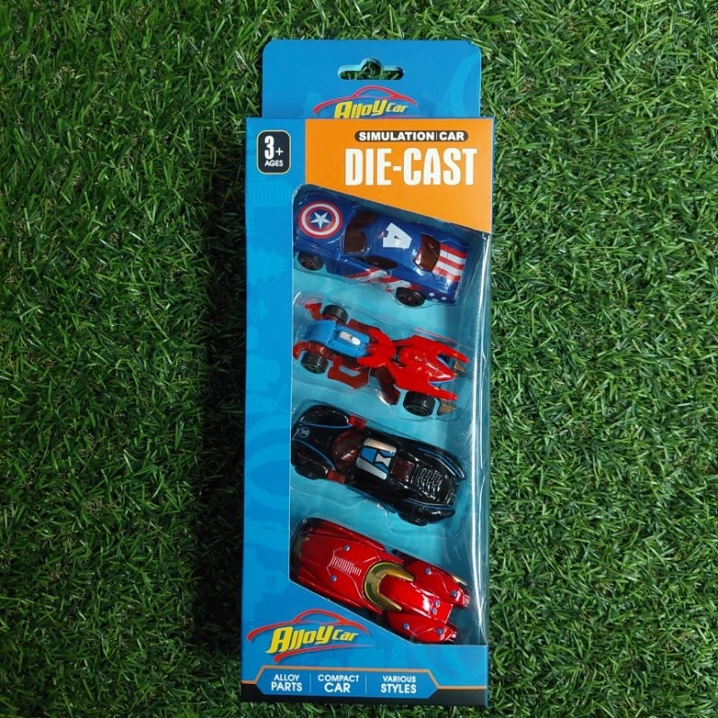 Mini Die Cast Vehicle Gift Pack Set (4 Cars in 1) Sports Car Toy Marvel ...