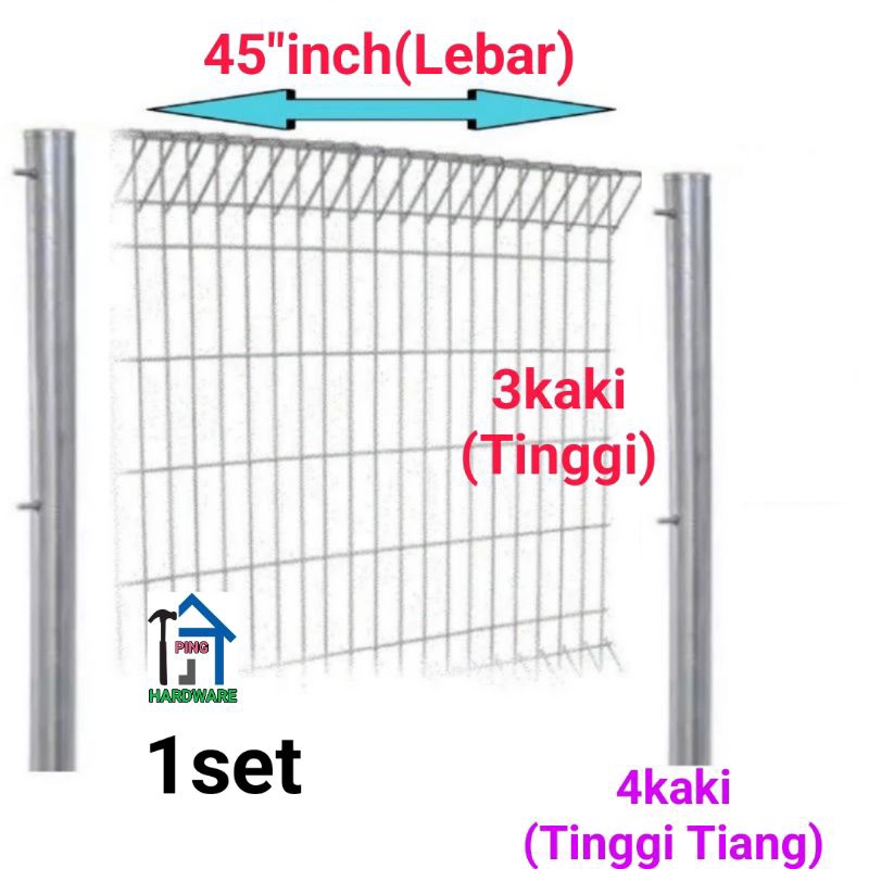 *FULL SET* Fencing Pagar Galvanized~ (Lebar 8kaki/45"/2.5kaki) | Shopee ...