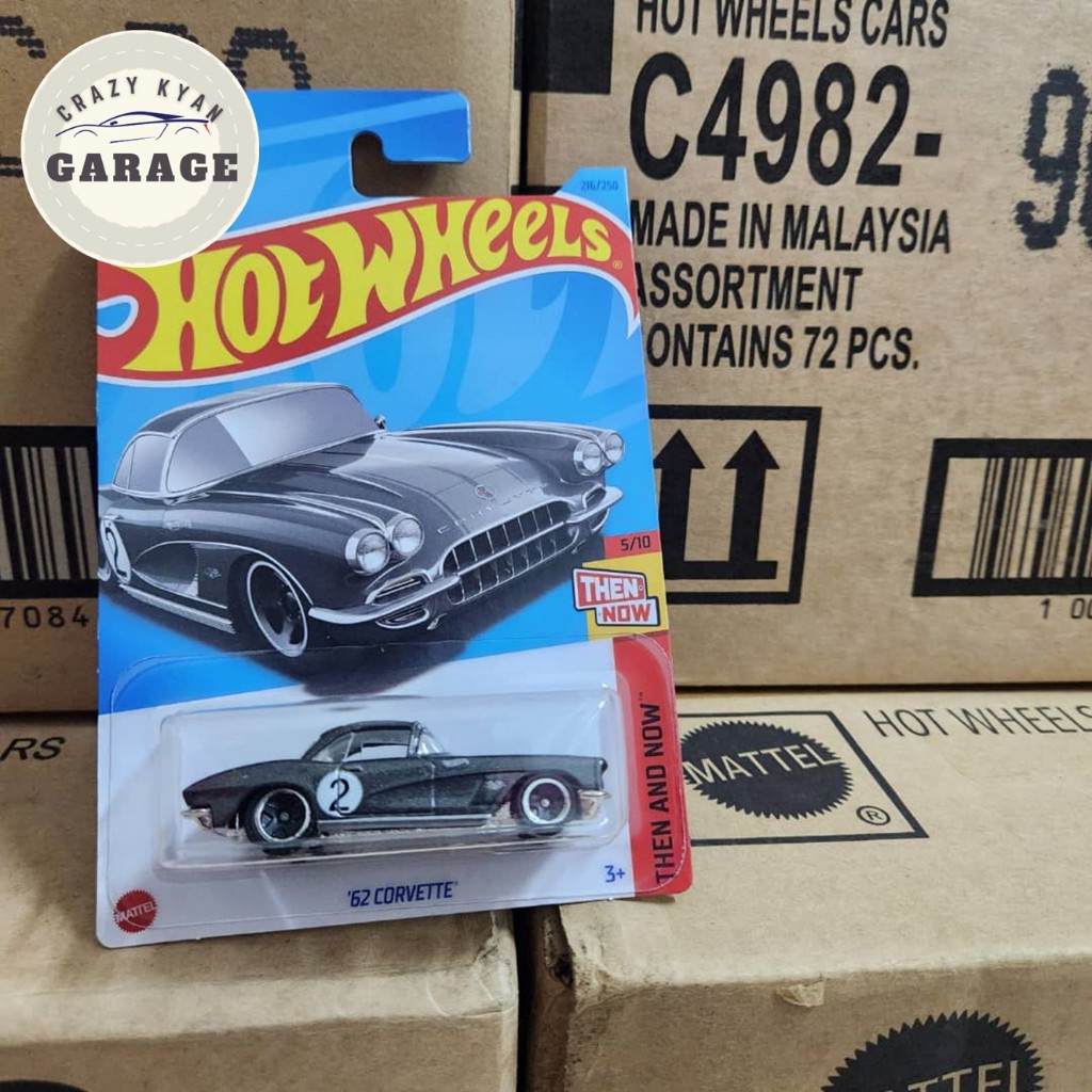 Hot Wheels 62 Corvette Grey Diecast Toys Car for Boys Collectibles ...