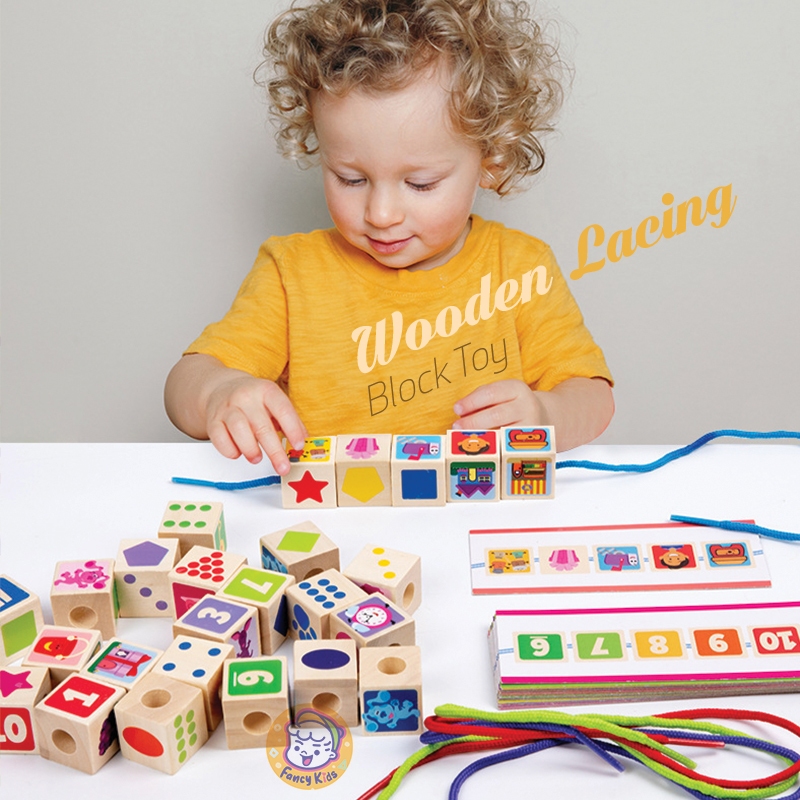 Wooden Lacing Block Toy/Montessori Toys/Toddler Early Education ...