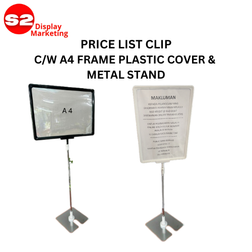 [Ready Stock] Price List Clip A4 c/w Pop Clip Metal Stand / Snap Frame ...