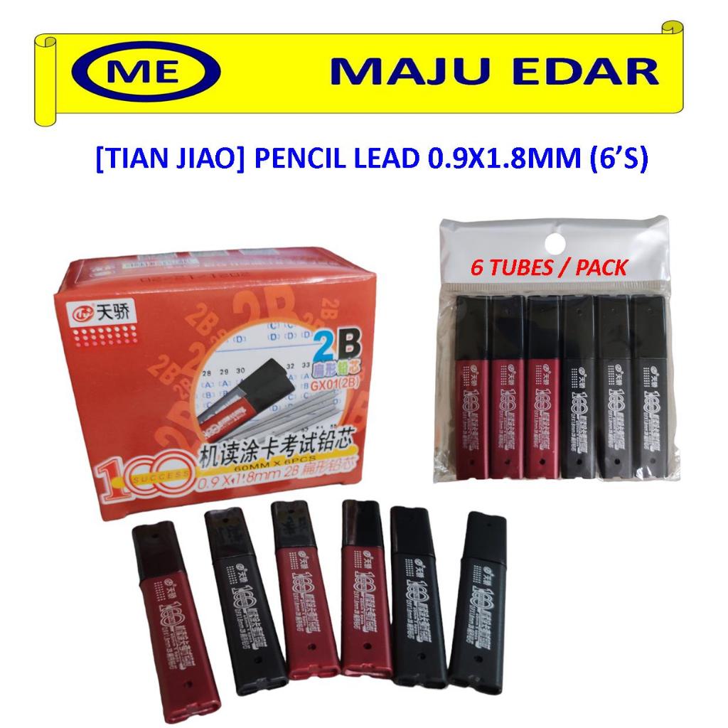 [TIAN JIAO] MECHANICAL PENCIL LEAD 2B 0.9 X 1.8MM (6 TUBES) / UBAT ...