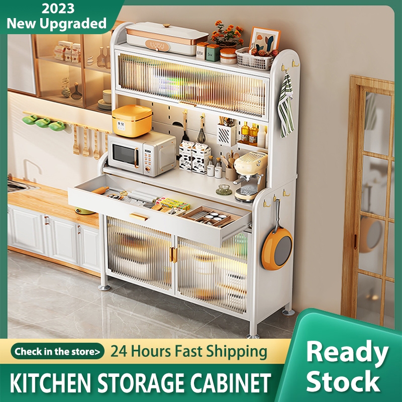 Kitchen Rack Floor Multi-function Storage Cabinet Household Microwave ...