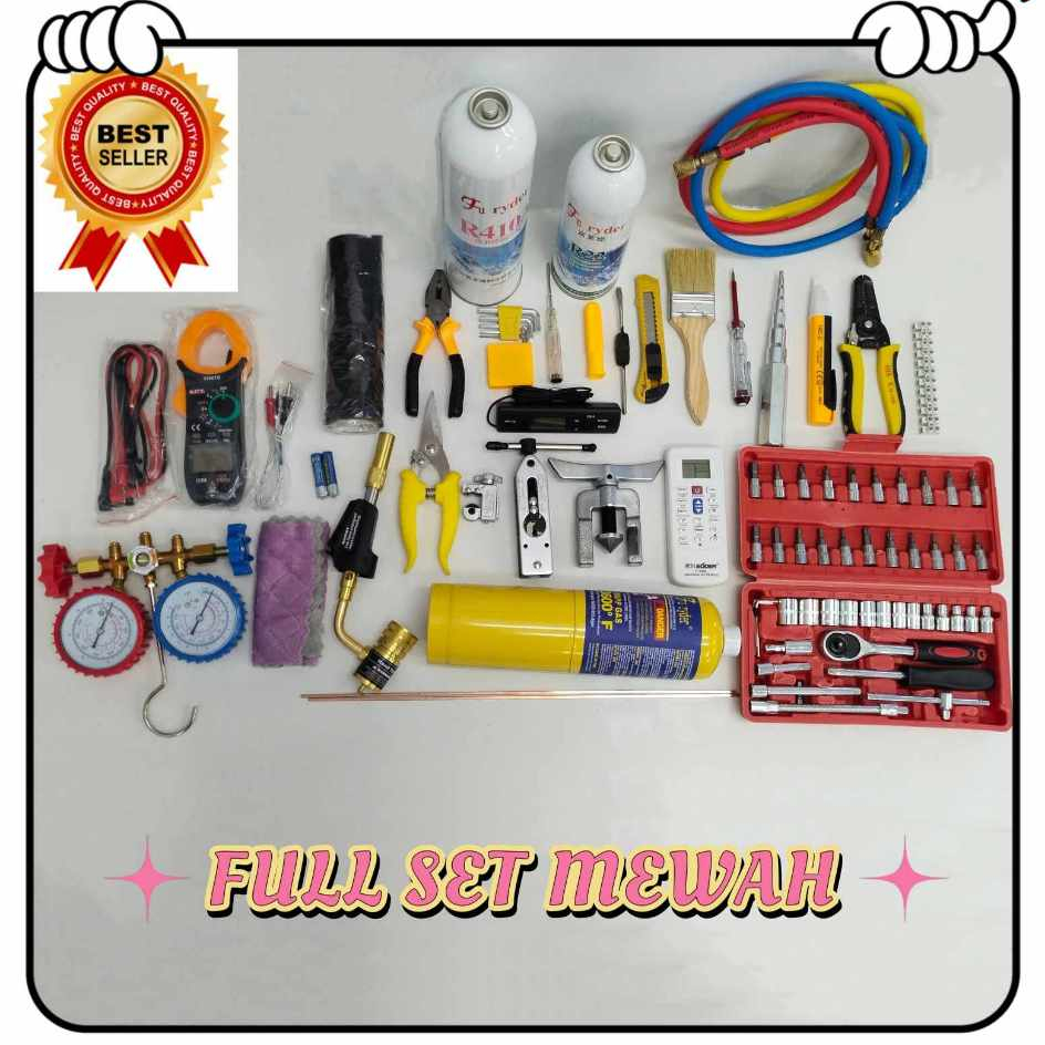 full set tools aircondman installation /service aircond alat pasang air ...