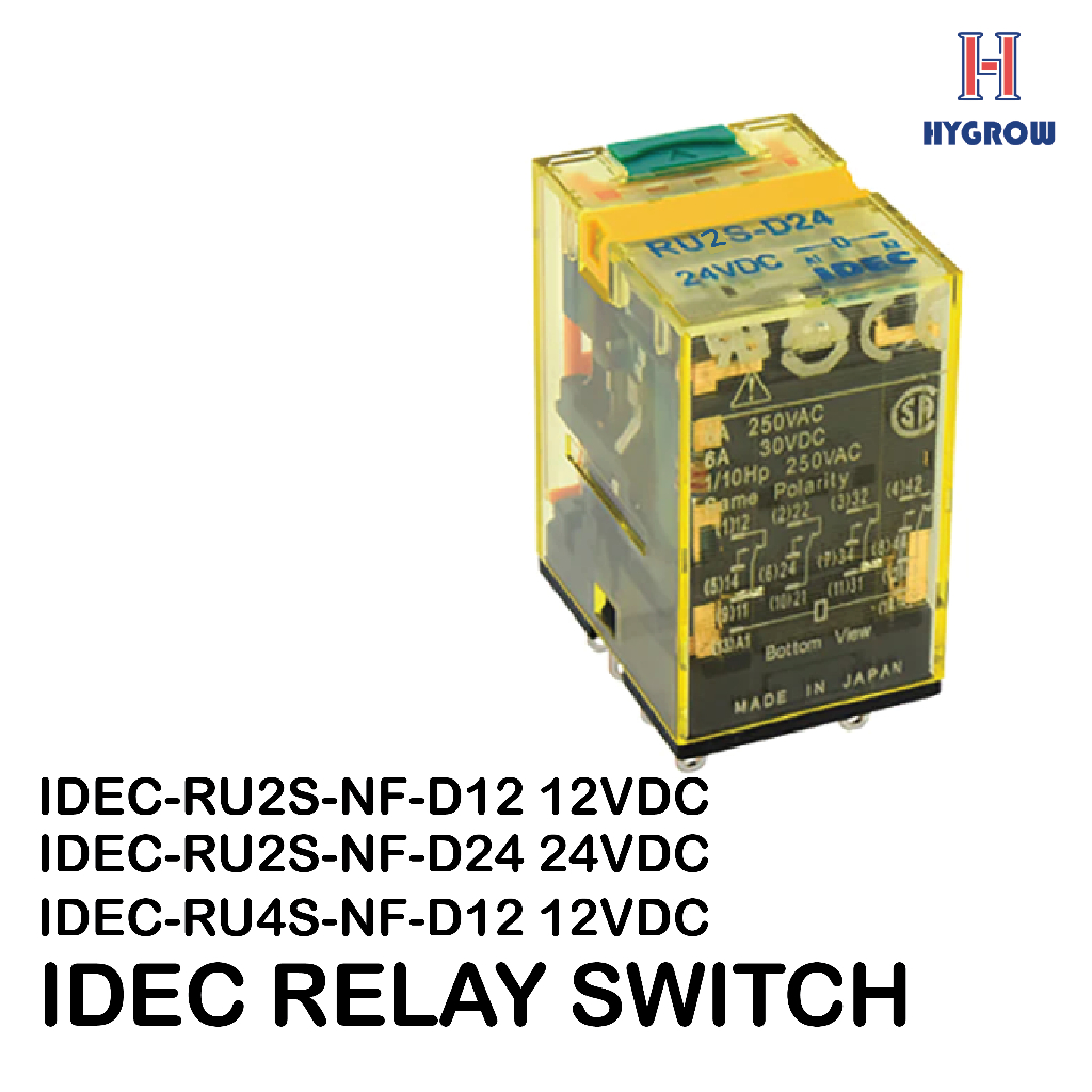 IDEC RELAY SWITCH RU2S-NF-D24 24VDC, RU2S-NF-D12 12VDC, RU4S-NF-D12 ...