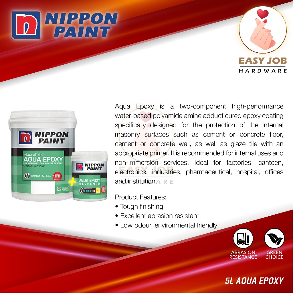 🔥 Nippon Aqua Epoxy Paint 5L Heavy Duty Epoxy Paint epoxy lantai Epoxy ...