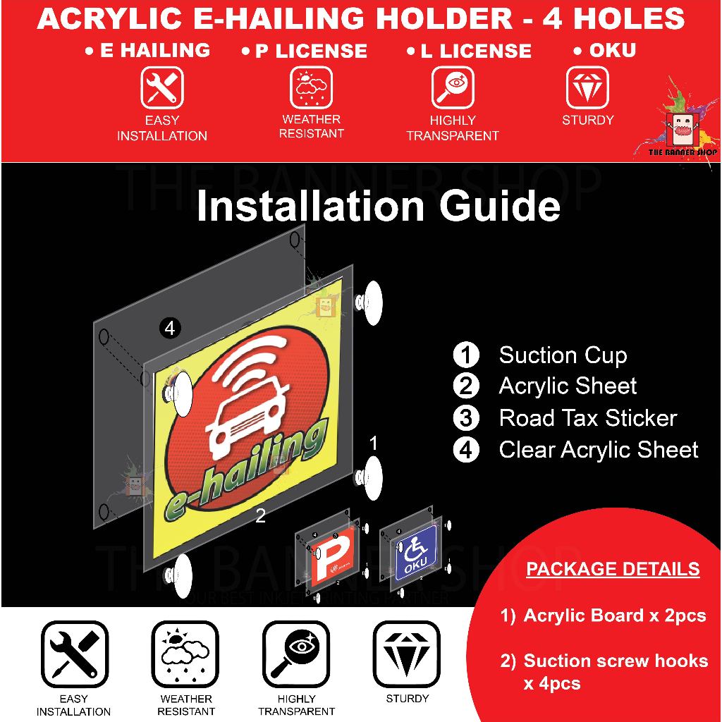 E-Hailing, OKU, P License, , Roadtax Acrylic Holder 17cm x 17cm ...