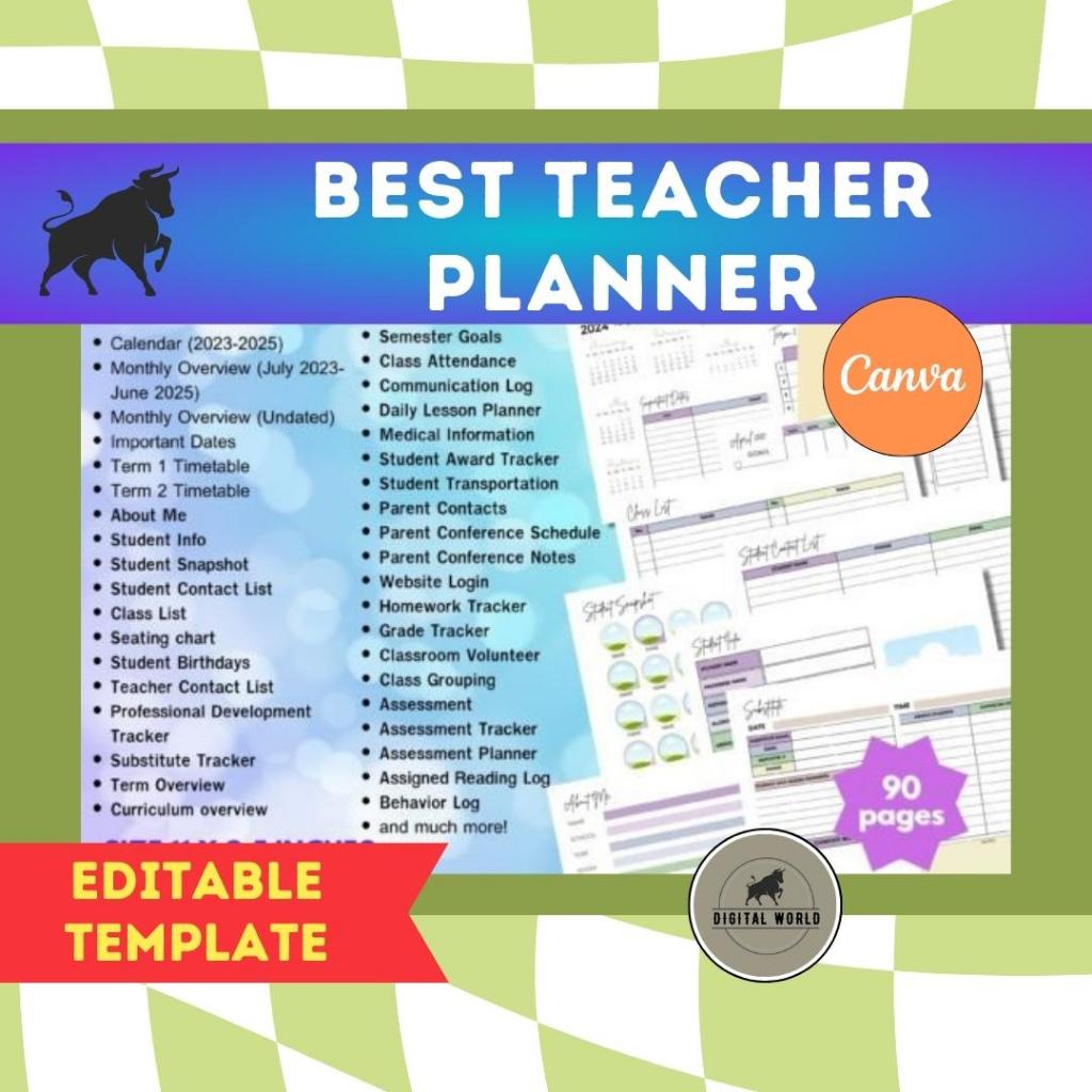 All In One Teacher Planner | Canva Teacher Planner | Canva Template ...