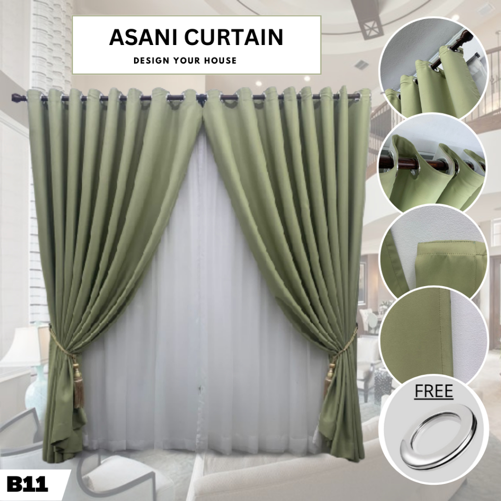 Asani Curtain Ready Made B11 Langsir Siap Jahit 100% Blackout Curtain ...