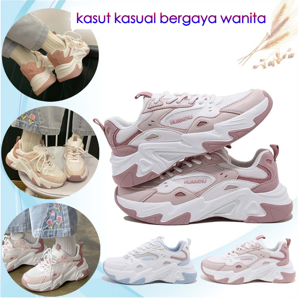 (Penghantaran tempatan)Kasut Kasual Sneakers Pink Pelajar Jaringkan ...