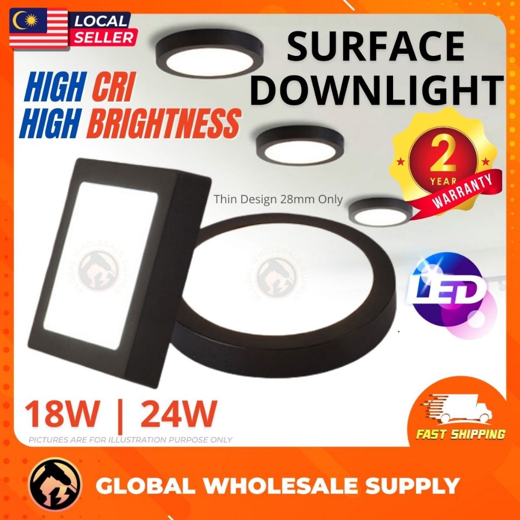 18W/24W/36W BLACK LED Surface Downlight Round Square Surface Mounted ...