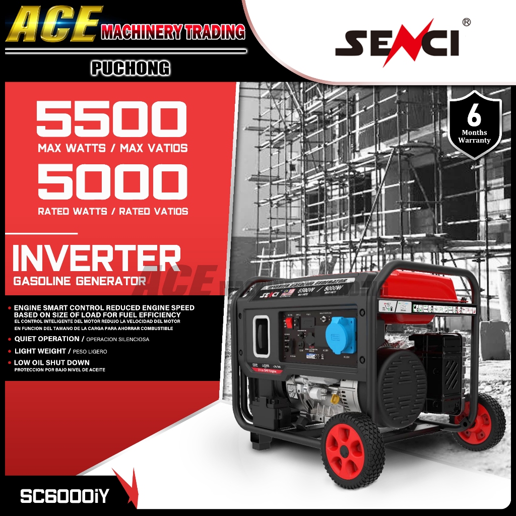 [ SENCI ] SC6000iY GASOLINE INVERTER GENERATOR | 274cc | Recoil Start ...