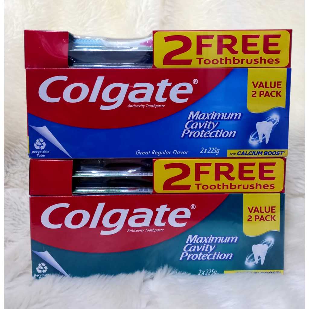 Colgate Maximum Cavity Protection Toothpaste Fresh Cool Mint 225g x2 / Great Regular Flavor 225g ...