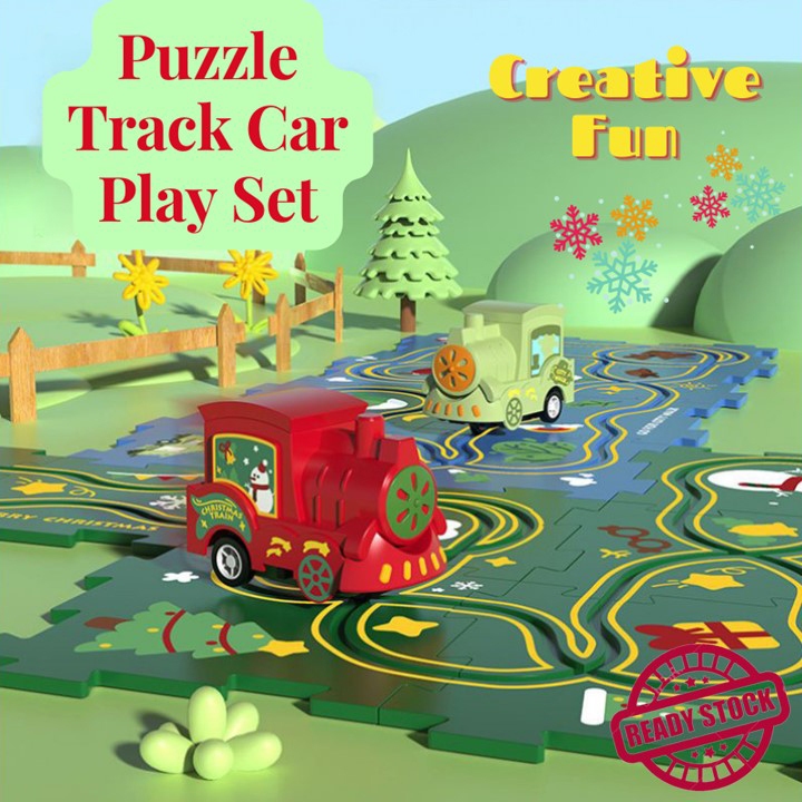 Track Car Toys Puzzle Rail Car Playset Vehicle Montessori Educational ...