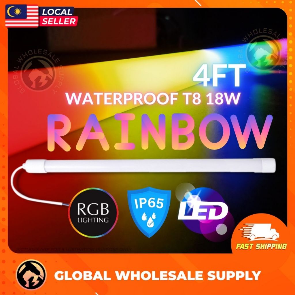 [READY STOCK] RAINBOW T8 18W 4FT LED Light Lamp Colour Rainbow RGB ...