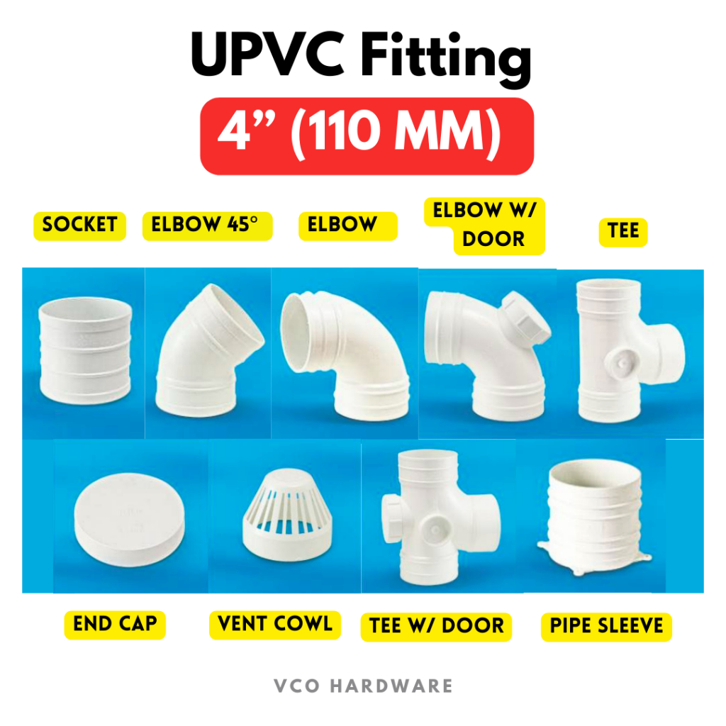 [ 4" / 110 MM ] UPVC Pipe Fittings White UPVC Pipe Connector/Pemyambung Paip Putih/Socket Elbow ...