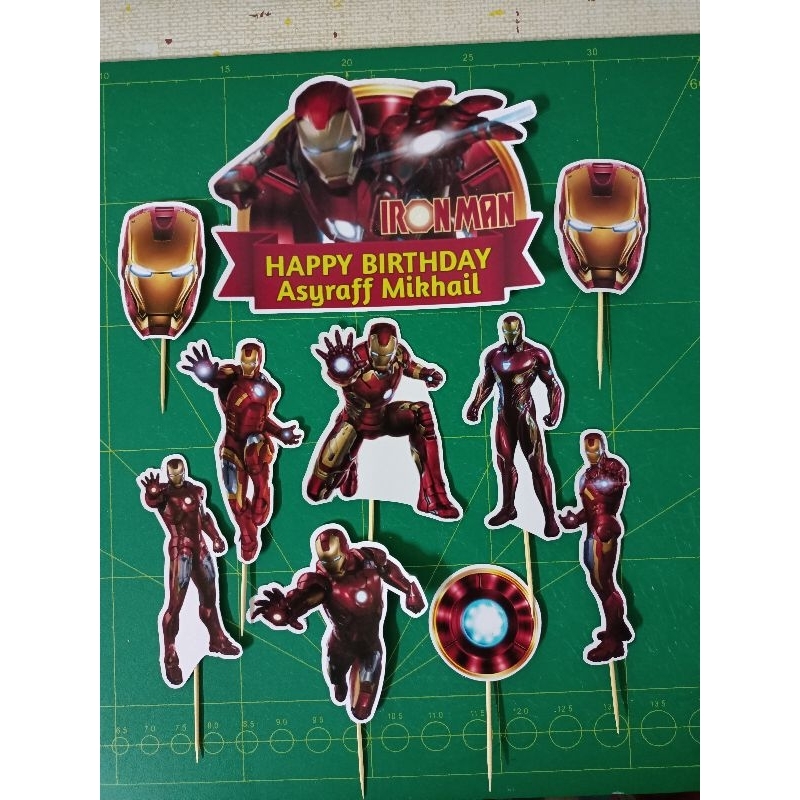 IRON MAN CAKE TOPPER (FREE ADD NAME) | Shopee Malaysia